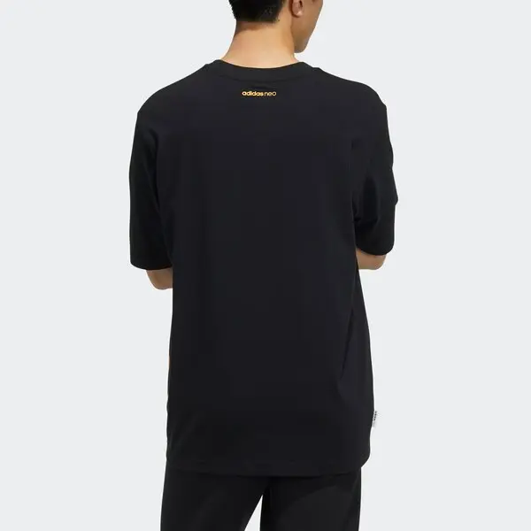Adidas Neo U Csmy Tee Casual Sports Smiling Face Printing Short Sleeve - Black