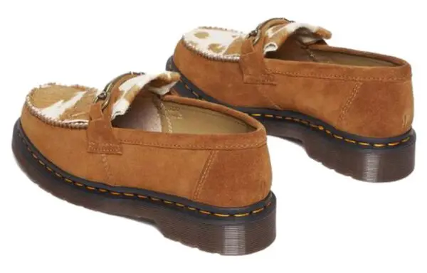 Dr. Martens Adrian Snaffle Hair-on Cow Print Kiltie Loafers - Pecan Brown
