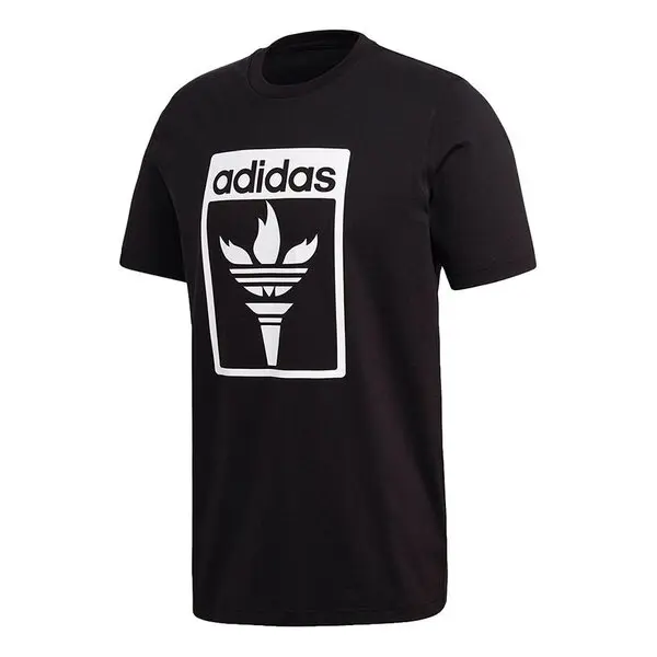 Adidas Originals Tee 1 Logo Printing Round Neck Short Sleeve - Black