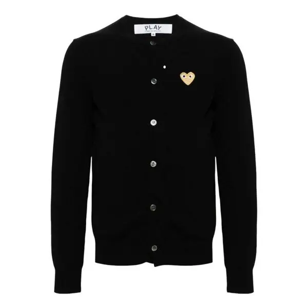 Play Comme Des Garcon Gold Heart Cardigan - Black