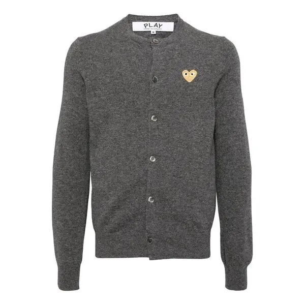 Play Comme Des Garcon Gold Heart Cardigan - Grey