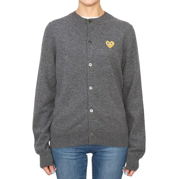 Play Comme Des Garcon Gold Heart Cardigan - Grey