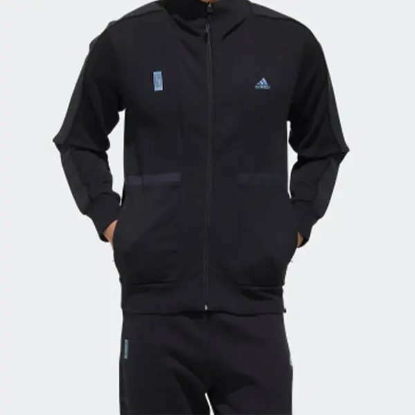 Adidas Zip-up Track Jacket With Stand Collar