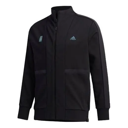Adidas Zip-up Track Jacket With Stand Collar - Black