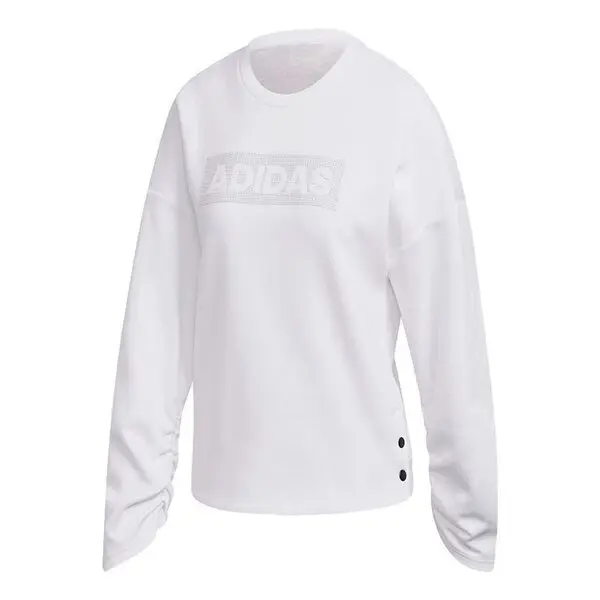 Adidas Crew Dk Emby Loose Sports Pullover - White