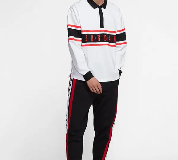JORDAN Logo Rugby Long Sleeve Polo Shirt