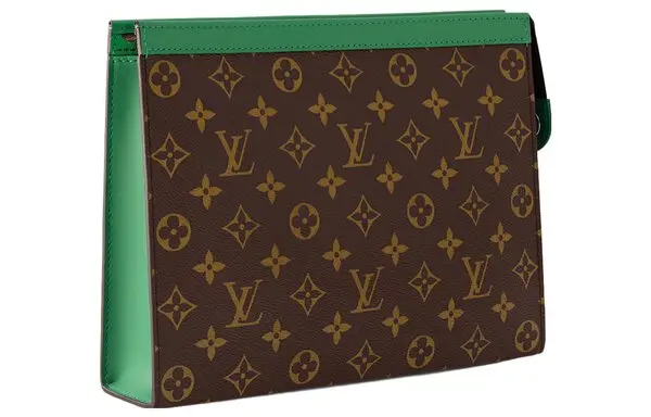 LOUIS VUITTON Pochette Voyage Mm Monogram Macassar Canvas Clutch - Green
