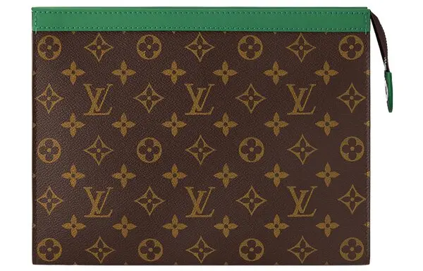 LOUIS VUITTON Pochette Voyage Mm Monogram Macassar Canvas Clutch - Green
