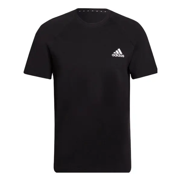 Adidas Solid Color Logo Micro Mark Casual Sports Short Sleeve Black - Multi-color