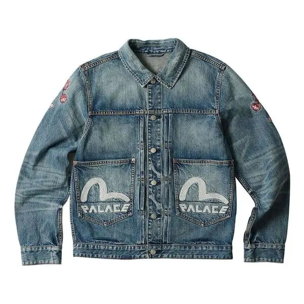 PALACE X Evisu Type One Denim Jacket - Blue/pink