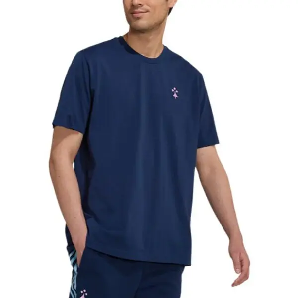 Adidas Solid Color Logo Printing Round Neck Sports Short Sleeve Blue T-shirt - Default Colorway