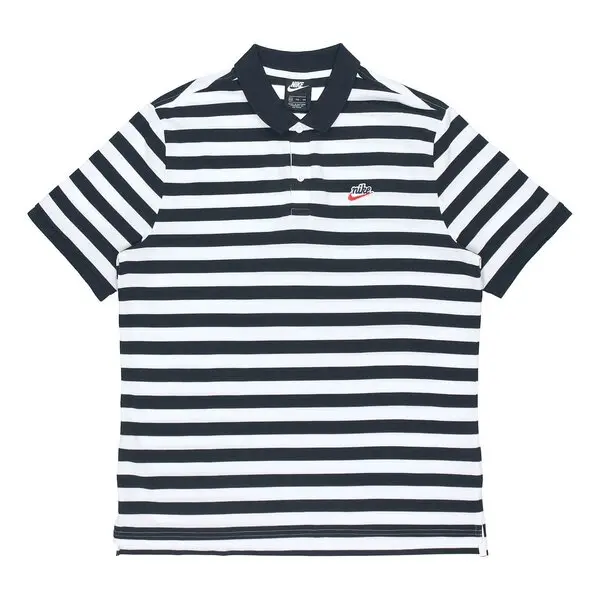 Nike Stripe Short Sleeve Polo Polo Shirt - Black
