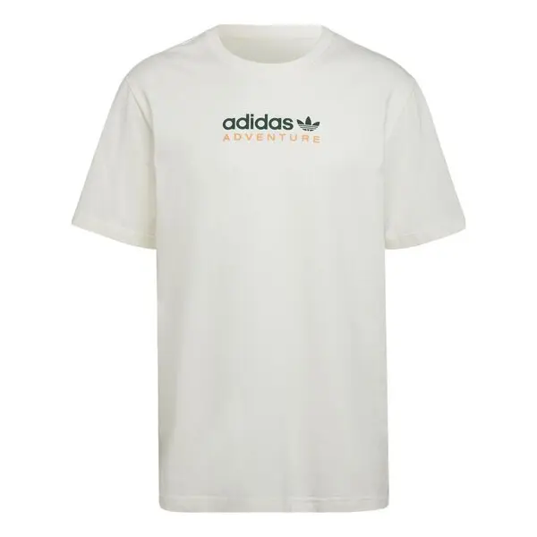 Adidas Originals Mtn Spr Tee Alphabet Logo Printing Sports Round Neck Short Sleeve White T-shirt - Multi-color