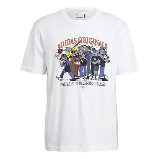Adidas Originals Rateunion Tee Retro Funny Cartoon Printing Sports Short Sleeve - White