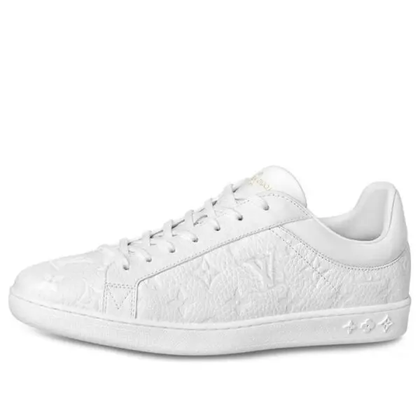 LOUIS VUITTON Luxembourg Monogram Embossed Leather Sneakers - White
