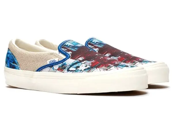 VANS Ralph Steadman X Og Classic Slip-on Lx 'checkerboard Splatter' Casual Sneakers - Blue