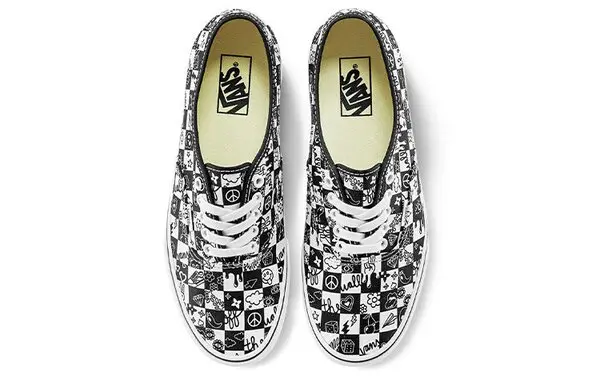 VANS Authentic Casual Sneakers With Grid Printing - Blackwhite