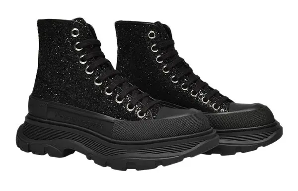 Alexander McQueen Tread Slick Glitter High-top Lace-up Boots