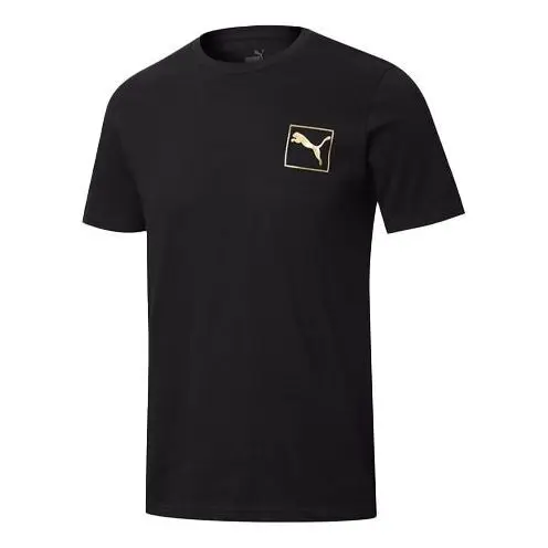 PUMA Bronzing Printing Round Neck Short Sleeve - Black