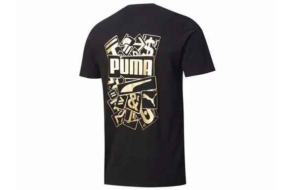 PUMA Bronzing Printing Round Neck Short Sleeve - Black
