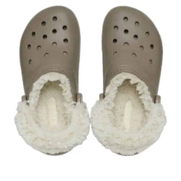CROCS Classic Fleece Lined Clogs - Mushroom/tan