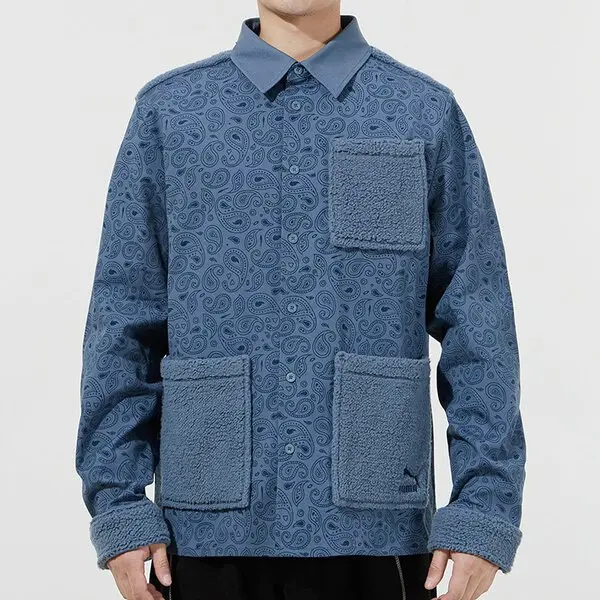 PUMA Paisley Woven Shirt Jacket With Multiple Pockets