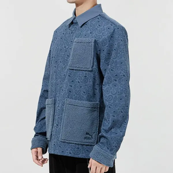 PUMA Paisley Woven Shirt Jacket With Multiple Pockets