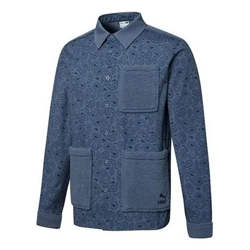 PUMA Paisley Woven Shirt Jacket With Multiple Pockets - Blue