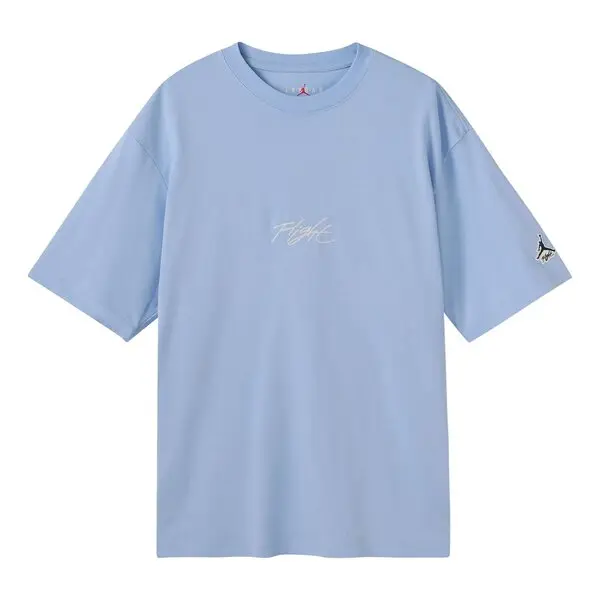 Nike Jordan Flight Essentials Embroidered Logo Sports Round Neck Short Sleeve T-shirt - Blue