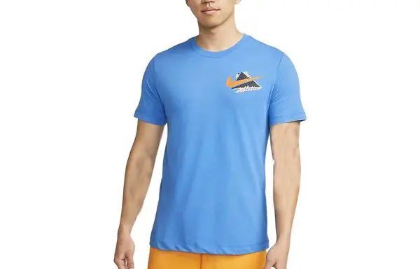 Nike Back Alphabet Logo Round Neck Short Sleeve Blue T-shirt