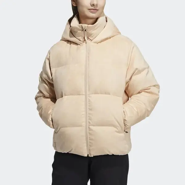 Adidas Faux Suede Puffy Down Jacket - Beige