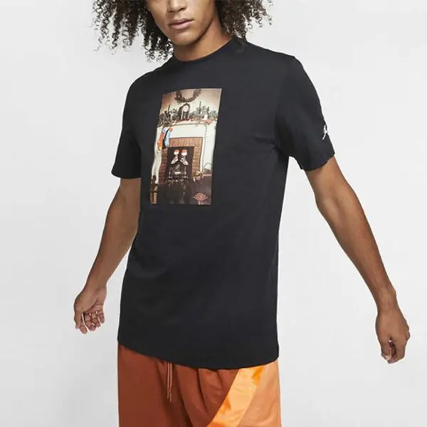 JORDAN Chimney Tee Printing Short Sleeve Asia Edition - Black