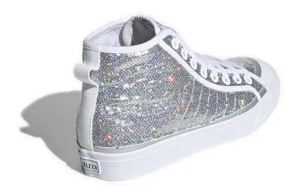 Adidas Nizza High Top Sneakers With Sequined Embellishment - Silver