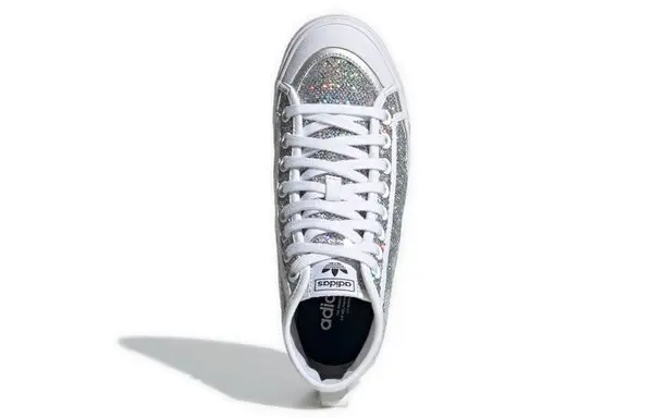Adidas Nizza High Top Sneakers With Sequined Embellishment - Silver