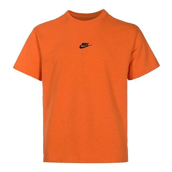 Nike Ss22 Solid Color Embroidered Small Label Round Neck Casual Loose Short Sleeve Orange T-shirt - Multi-color