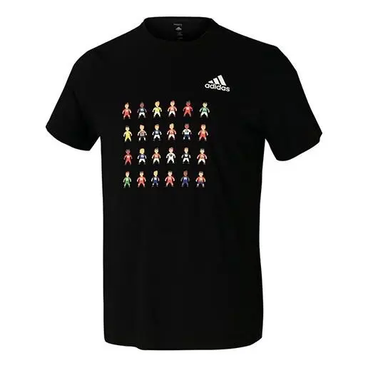 Adidas 8-bit Tee Printing Sports Short Sleeve - Black