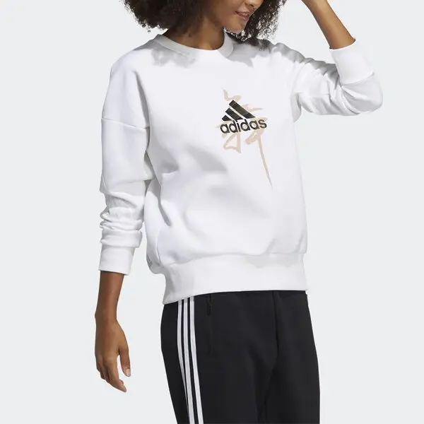 Adidas Crew Neck Sweatshirt With Graphic Print - White