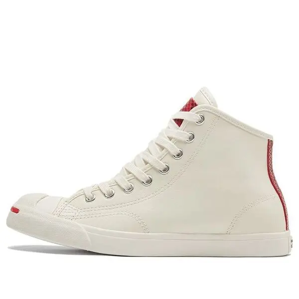 CONVERSE Jack Purcell High Top Sneakers - Creamwhite/red