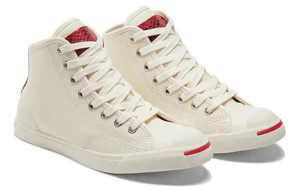 CONVERSE Jack Purcell High Top Sneakers - Creamwhite/red