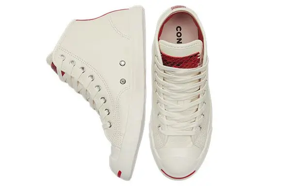 CONVERSE Jack Purcell High Top Sneakers - Creamwhite/red