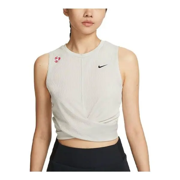 Nike As Nk Df Tank Crop Gcel Sleeveless Top - Beige