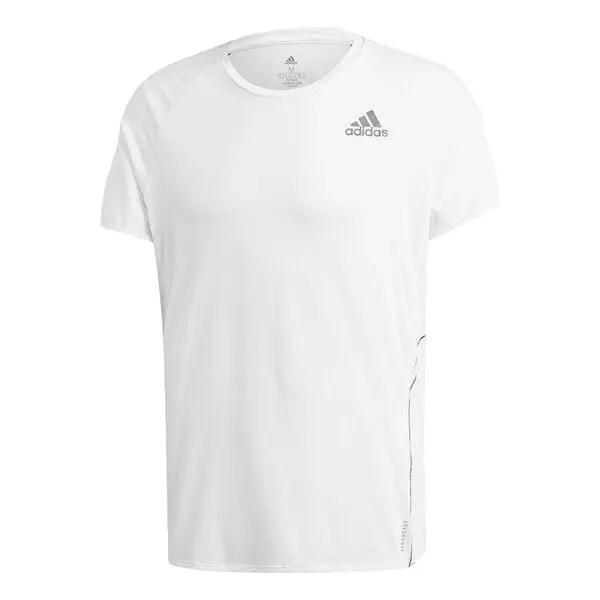 Adidas Adi Runner Tee Reflective Short Sleeve Performance Top - White