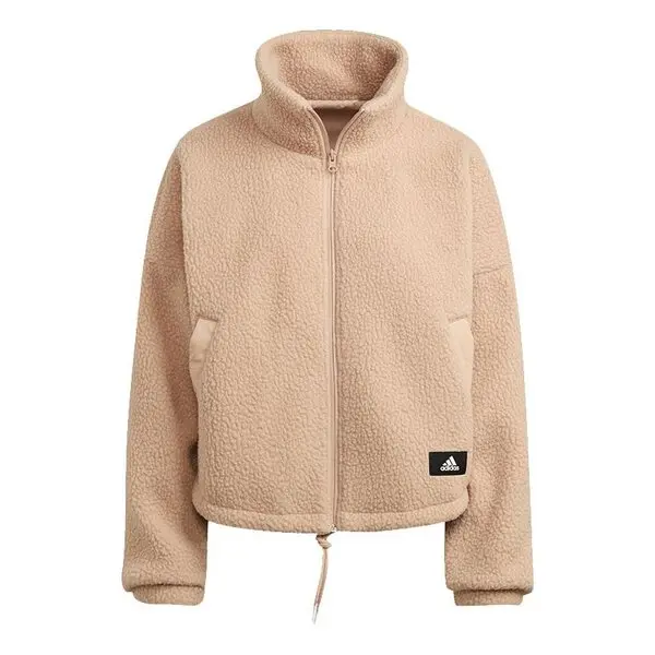 Adidas Embroidered Lamb's Wool Stand Collar Jacket - Tan