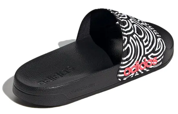 Adidas Adilette Slides With Graphic Print - Black/white