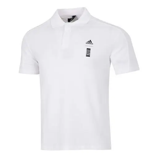 Adidas Wj Solid Color Logo Micro Mark Athleisure Casual Sports Short Sleeve Polo Shirt White - Multi-color