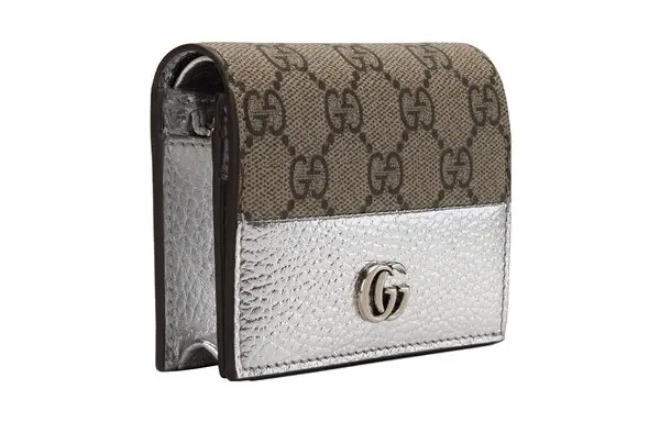 Gucci Gg Marmont Card Case Wallet - Silver