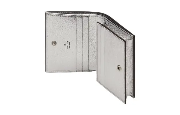 Gucci Gg Marmont Card Case Wallet - Silver