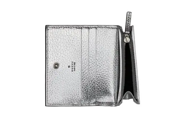 Gucci Gg Marmont Card Case Wallet - Silver
