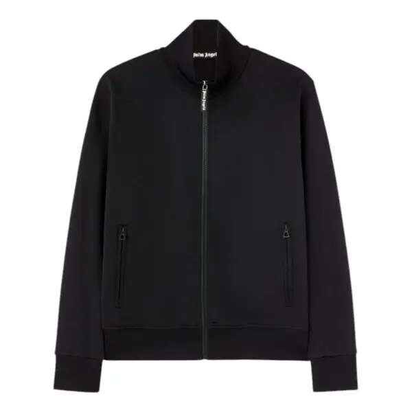 Palm Angels Track Jacket With Curved Logo - Black/off White