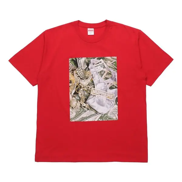 Supreme Ss20 Week 1 Bling Tee Money Printing Short Sleeve - Red